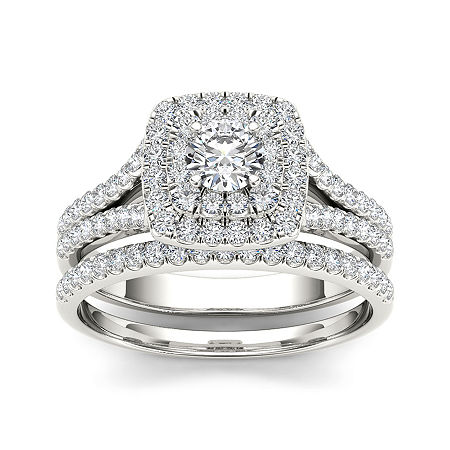 Click here for 1 CT.T.W. Natural Diamond 10K White Gold Bridal Ri... prices