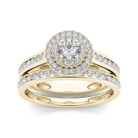Click here for 3/4 CT. T.W. Diamond 10K Yellow Gold Bridal Ring S... prices