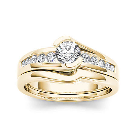 Click here for 1/2 CT.T.W. Natural Diamond 14K Yellow Gold Bridal... prices