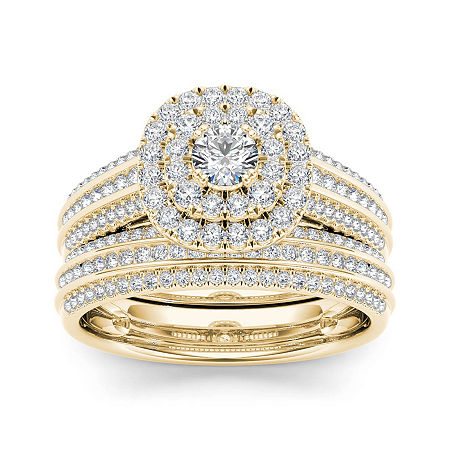 Click here for 1 CT.T.W. Natural Diamond 10K Yellow Gold Bridal R... prices