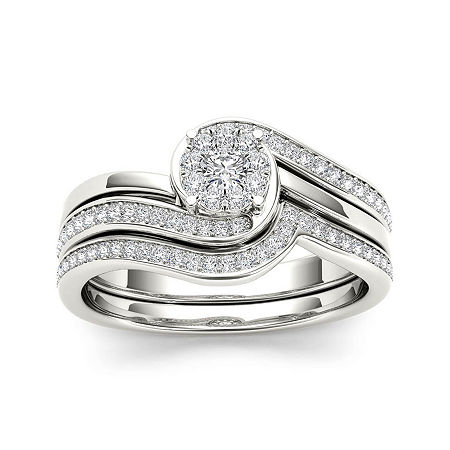 Click here for 1/2 CT. T.W. Diamond 10K White Gold Swirl Bridal R... prices