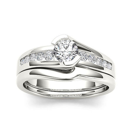 Click here for 1/2 CT.T.W. Natural Diamond 14K White Gold Bridal... prices