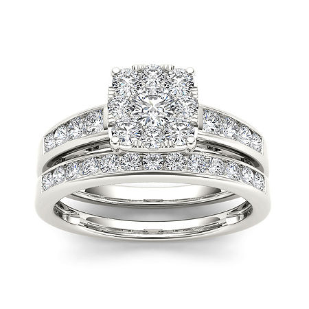 Click here for 1 CT.T.W. Natural Diamond 10K White Gold Bridal Ri... prices