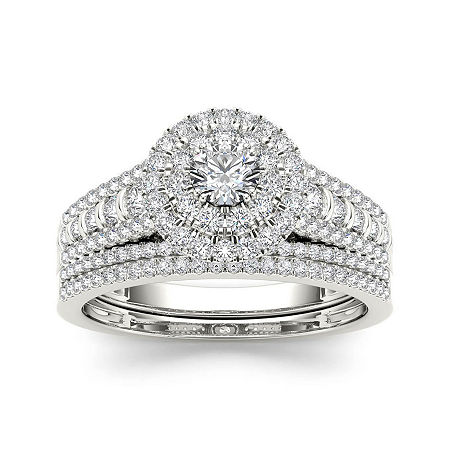 Click here for 1 CT.T.W. Natural Diamond 10K White Gold Bridal Se... prices
