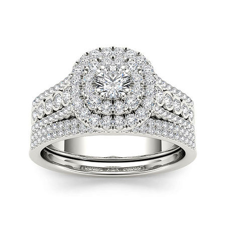 Click here for 1 CT.T.W. Natural Diamond 10K White Gold Bridal Se... prices