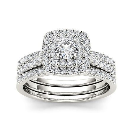 Click here for 1 CT.T.W. Natural Diamond 10K White Gold Bridal Se... prices