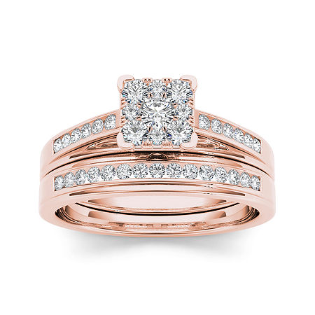 Click here for 1/2 CT.T.W. Natural Diamond 10K Rose Gold Bridal R... prices