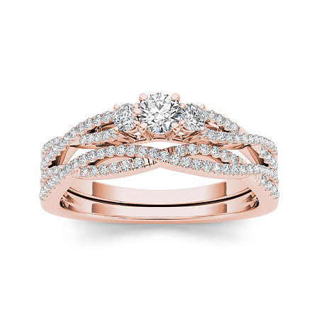 Click here for 1/2 CT.T.W. Natural Diamond 14K Rose Gold Crossove... prices