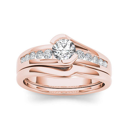 Click here for 1/2 CT.T.W. Natural Diamond 14K Rose Gold Bridal R... prices