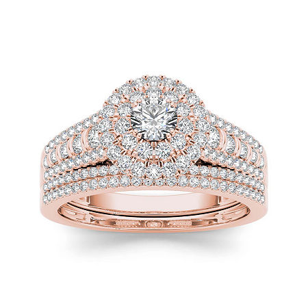 Click here for 1 CT.T.W. Natural Diamond 10K Rose Gold Bridal Set... prices