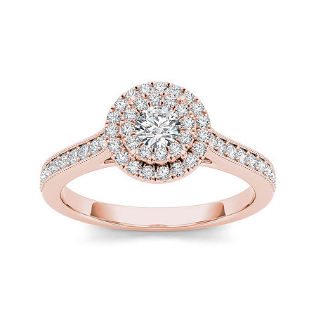 Click here for 1/2 CT.T.W. Natural Diamond 10K Rose Gold Engageme... prices