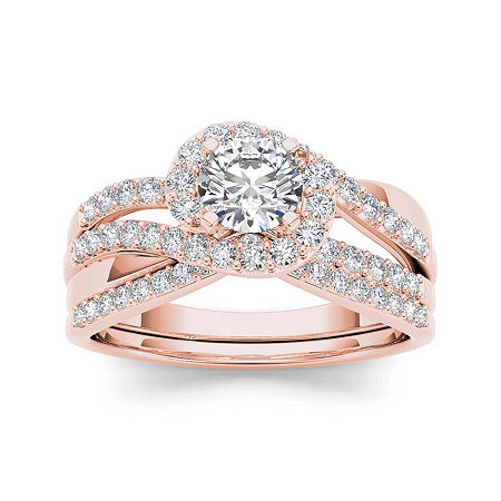 Click here for 1 CT.T.W. Natural Diamond 14K Rose Gold Bridal Set... prices