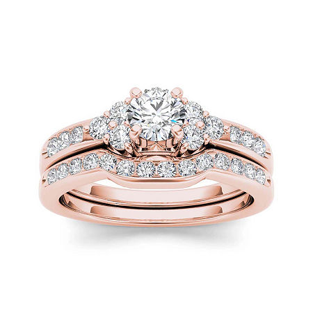 Click here for 1 CT.T.W. Natural Diamond 14K Rose Gold Bridal Rin... prices