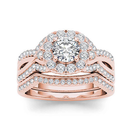 Click here for 1 1/4 CT.T.W. Natural Diamond 14K Rose Gold Halo B... prices