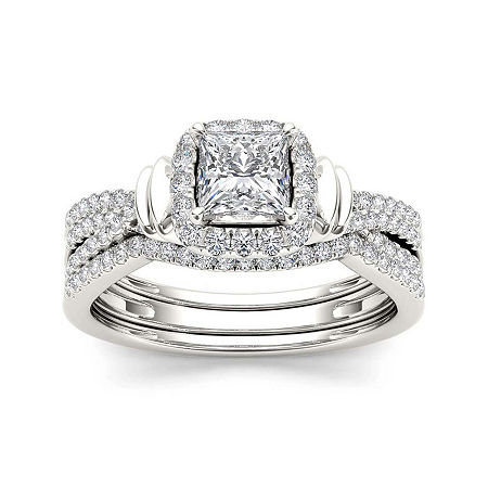 Click here for 1 CT.T.W. Natural Diamond 14K White Gold Bridal Se... prices