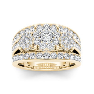 2 CT.T.W. Natural Diamond 10K Yellow Gold Engagement Ring, Color ...