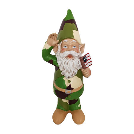 Santas Workshop 12in. Army Gnome with Flag
