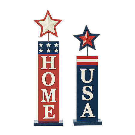 Click here for Glitzhome Set Of 2 Wooden Patriotic Tabletop Decor... prices