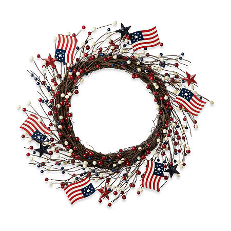 Click here for Glitzhome 22in Patriotic Flag And Berry Indoor Wre... prices