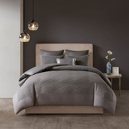 N Natori Hanae Yarn-Dyed 3-Pc. Comforter Set  Full/Queen - Grey