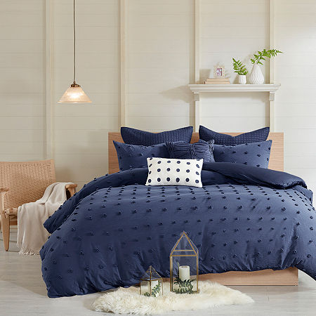 Intelligent Design Brooklyn Jacquard Cotton 7-Pc. Comforter Set  Full/Queen - Indigo Blue