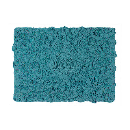 Home Weavers Bell Flower Bath Rug  17 x 24 - Blue