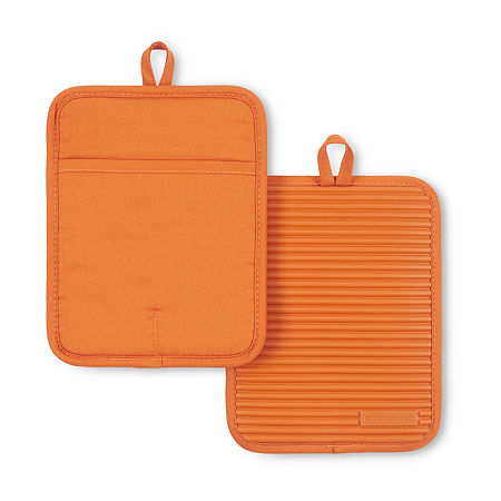 KitchenAid Ribbed Soft Silicone Pot Holder 2-Pack Set  7 x 9 - Honey