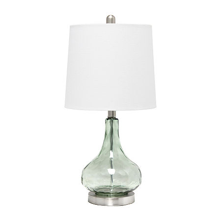 All The Rages Rippled Glass Table Lamp with White Fabric Shade - Clear Sage
