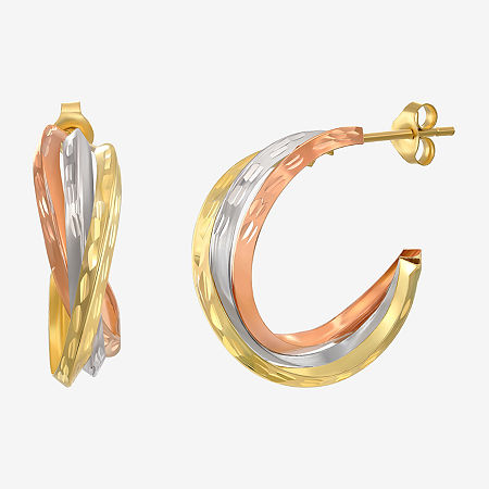 Click here for 14K Tri-Tone Gold Crossover Hoop Earrings  One Siz... prices