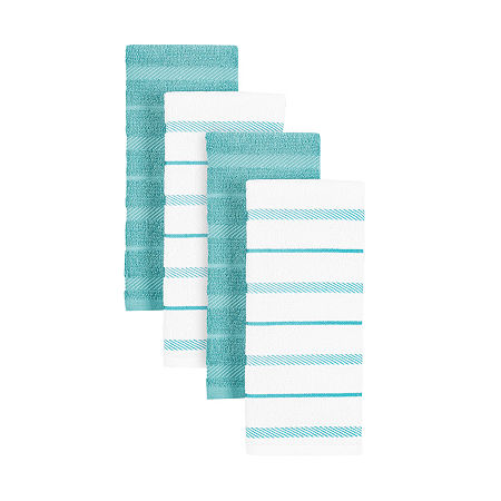 KitchenAid Albany Kitchen Towel Set  Set of 4 - Aqua
