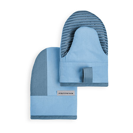 KitchenAid Beacon Two-Tone Mini Oven Mitt 2-Pack Set  5.5 x 8 - Blue Velvet  Blue Heaven