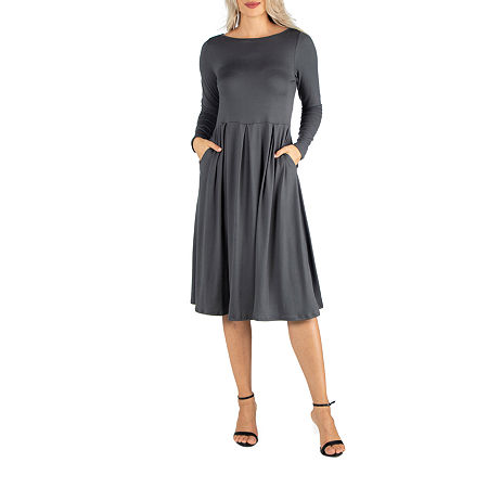 Click here for 24/7 Comfort Apparel Midi Length Fit And Flare Poc... prices