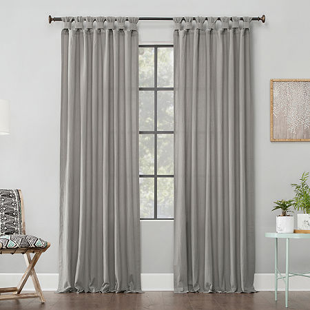 Washed Cotton Twist Tab Curtain - Silver