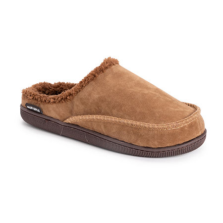 Muk Luks Mens Faux Suede Clog Slippers - Camel
