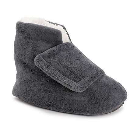 Muk Luks Mens Softones By Adjustable Shearling Bootie Slippers  Navy  M (9-10.5) - Steel grey