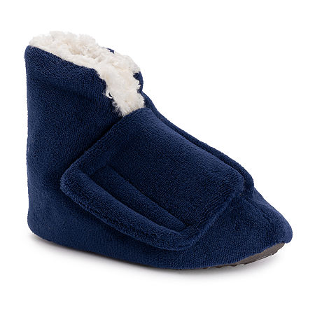 Muk Luks Mens Softones By Adjustable Shearling Bootie Slippers  Navy  M (9-10.5) - Navy