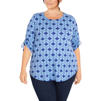 Larky Lark Plus Womens Round Neck 3/4 Sleeve Tunic Top - JCPenney