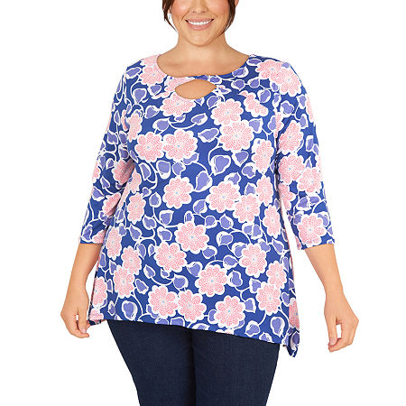 Click here for Larky Lark Plus Womens Keyhole Neck 3/4 Sleeve Tun... prices