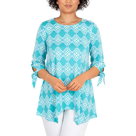 Click here for Larky Lark Womens Round Neck 3/4 Sleeve Stretch Fa... prices