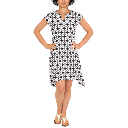 Click here for Larky Lark Womens Short Sleeve Geometric A-Line Dr... prices