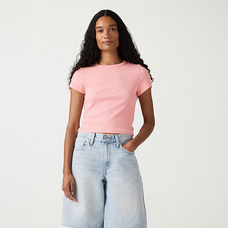 Click here for Levis Womens Short-Sleeve Cropped Top - Coral Blus... prices