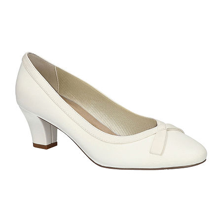 Easy Street Womens Kata Round-Toe Slip-On Pumps - White