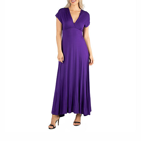 Click here for 24/7 Comfort Apparel Short Sleeve V Neck Maxi Dres... prices