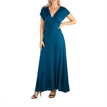 Click here for 24/7 Comfort Apparel Short Sleeve V Neck Maxi Dres... prices