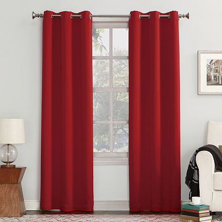 Preston Energy Saving Blackout Grommet Curtain Panel - Red
