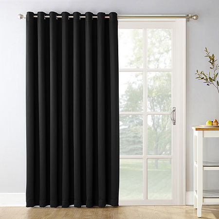 Preston Extra-Wide Blackout Grommet Sliding Patio Door Curtain Panel - Black