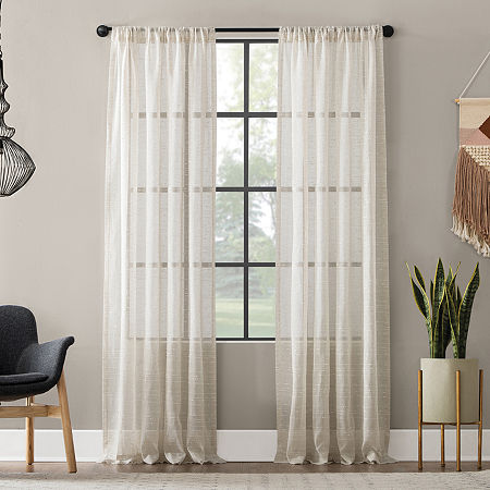 Click here for Textured Slub Stripe Anti-Dust Linen Blend Sheer C... prices