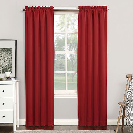 Preston Energy Saving Blackout Rod Pocket Curtain Panel - Red