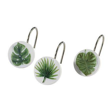 Avanti Viva Palm Resin 12-Pc. Shower Curtain Hooks - Green