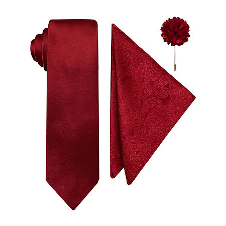 Click here for J. Ferrar Solid Tie Set  One Size  Red prices